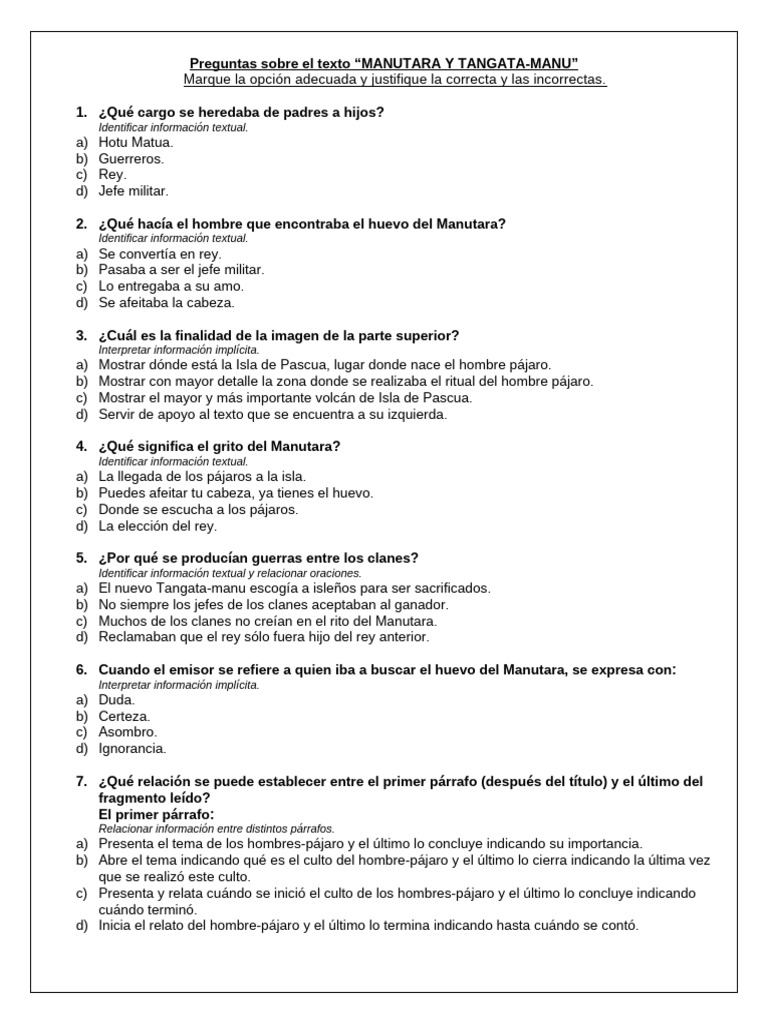Manutara y Tangata-Manu (Estudiante) | PDF