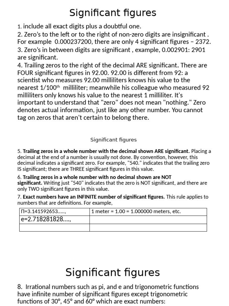 Significant Figures | PDF