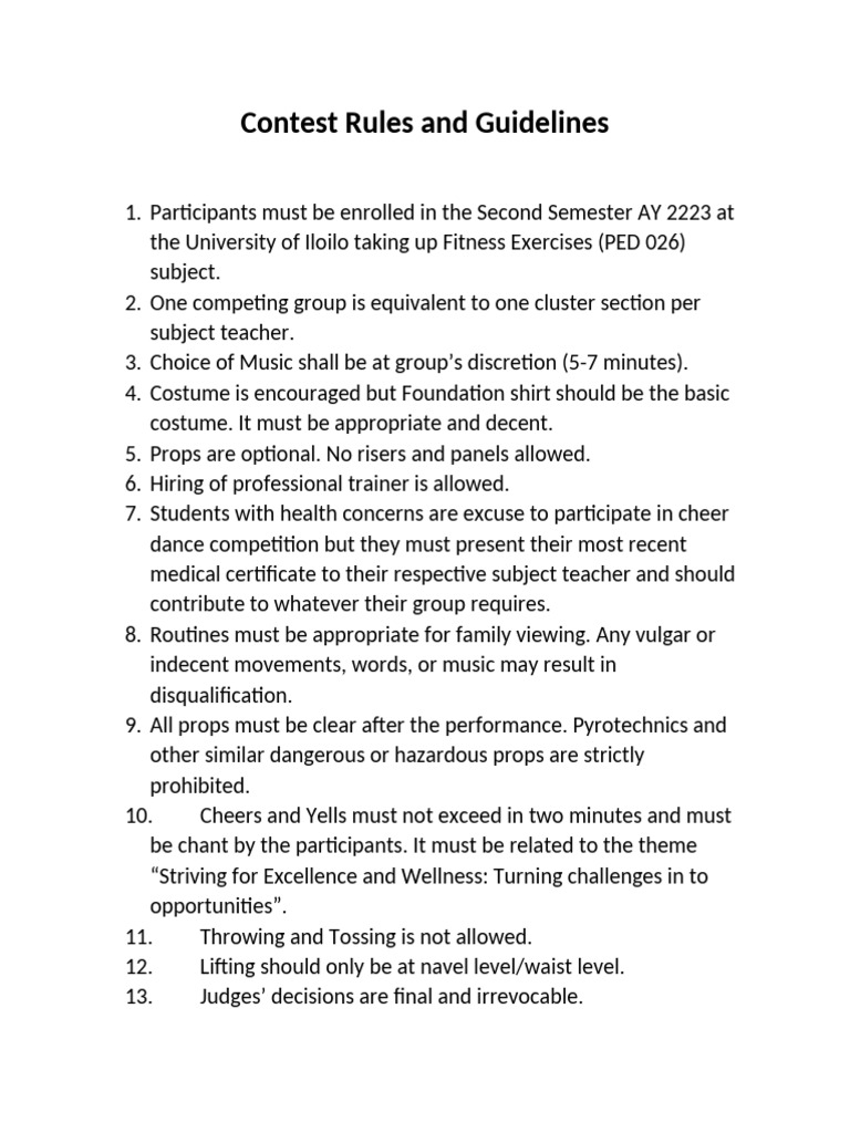 Cheer Dance Rules and Guidelines | PDF