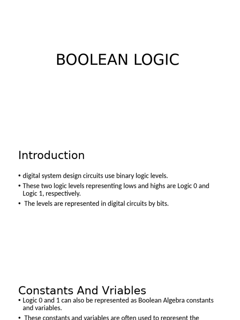 Boolean Logic | PDF | Logic Gate | Boolean Algebra