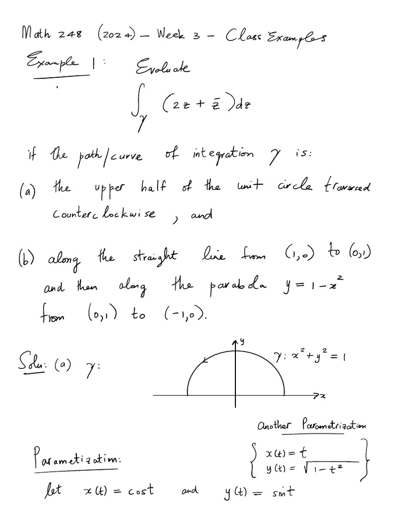 18. Week 3 - Example 1 - Line Integral of a Complex Function | PDF 18. Week 3 - Example 1 - Line Integral of a Complex Function | PDF
