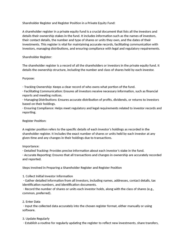 Shareholder Register | PDF