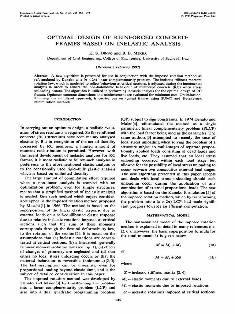Optimal Design of Reinforced Concrete FR | PDF