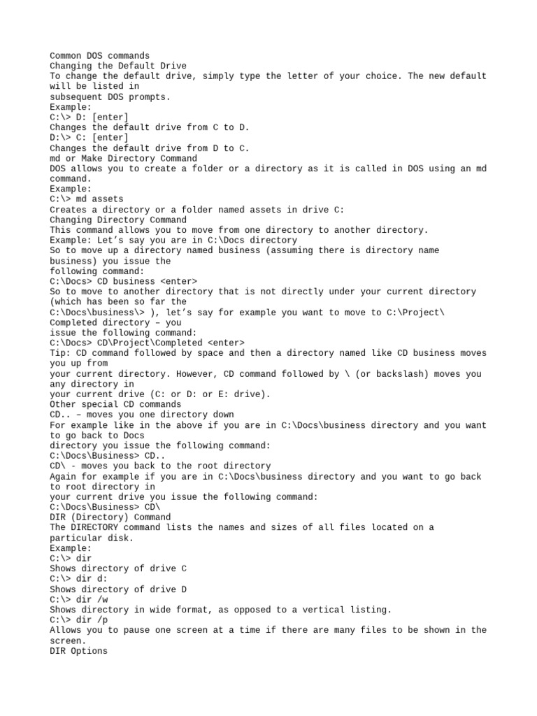 Dos Commands Pdf
