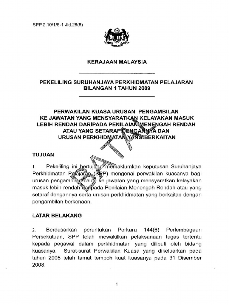 Pek. SPP Bil 1 Tahun 2009 | PDF