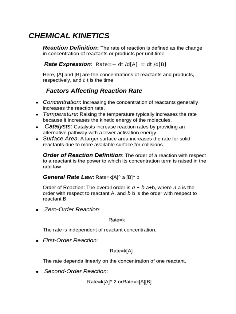 Chemical Kinetics | PDF