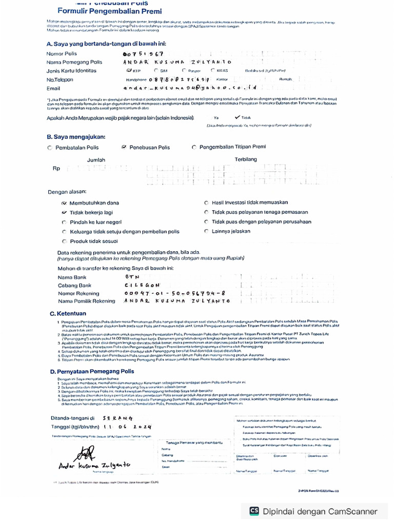 Form polis zurich | PDF