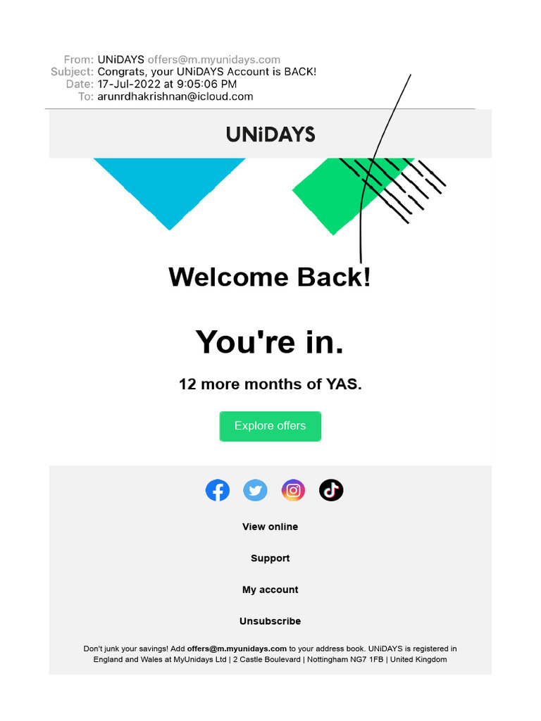 Congrats, your UNiDAYS Account is BACK! | PDF