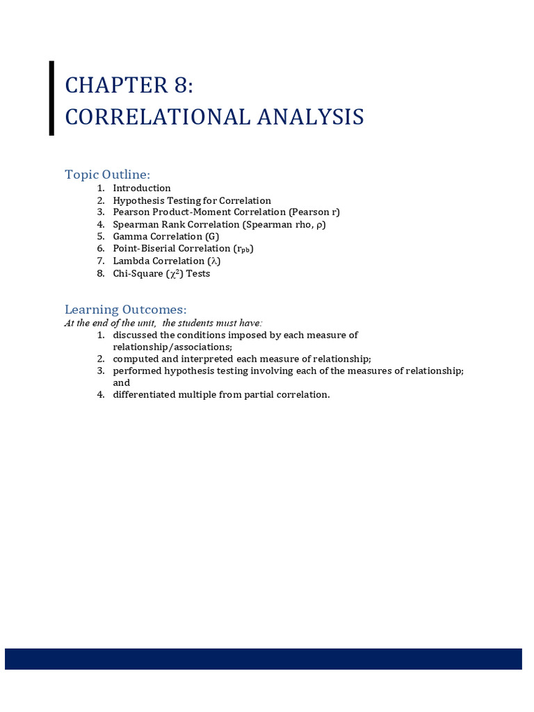 Chapter 8 Correlational Analysis | PDF