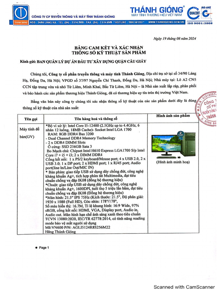 Bản cam kết BQLDA | PDF