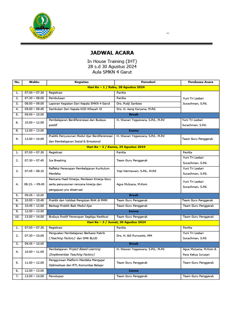 Jadwal IHT 2024 Rev | PDF