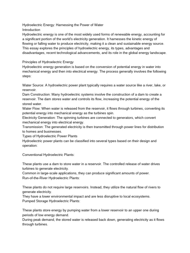 Hydro Electric Power | PDF