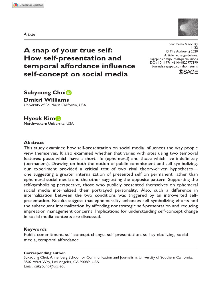 A Snap of Your True Self: How Self-Presentation and Temporal Affordance ...