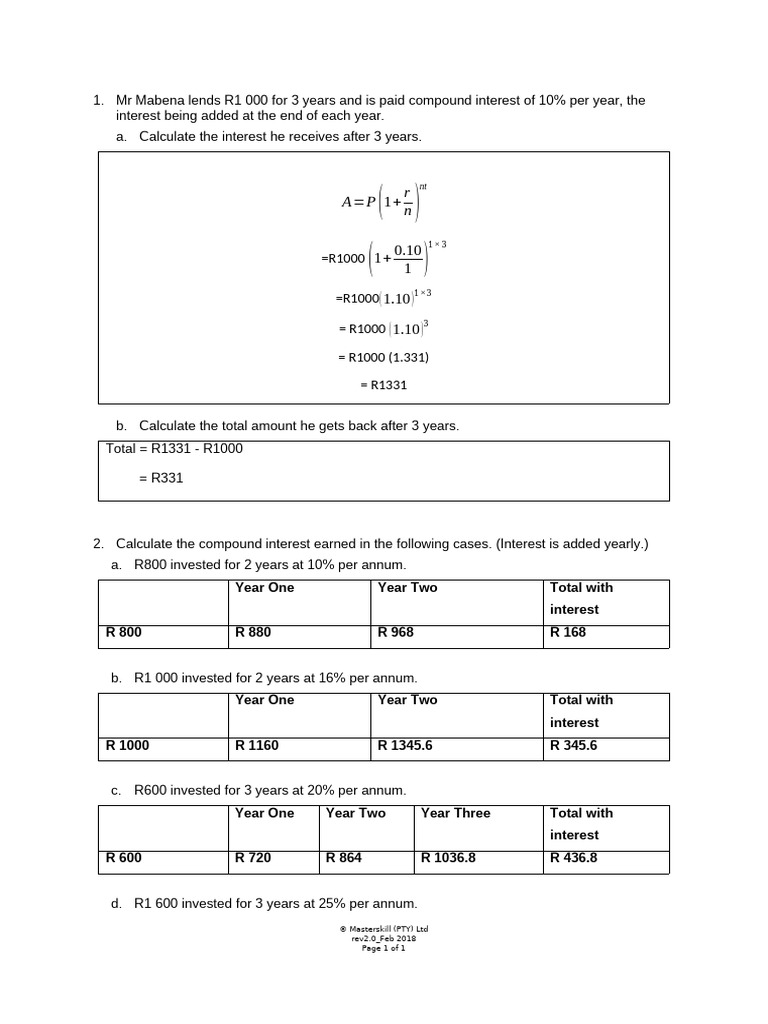Simple Interest Exercises | PDF