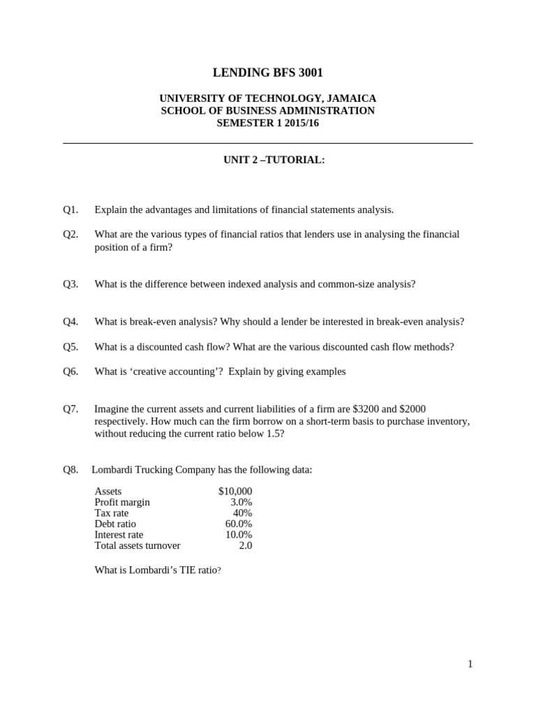 Tutorial 2 LENDING | PDF