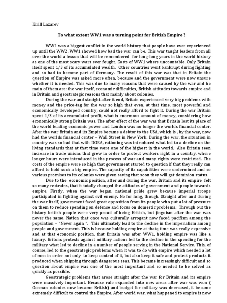 Britain After WW1 Essay | PDF | British Empire | World War I
