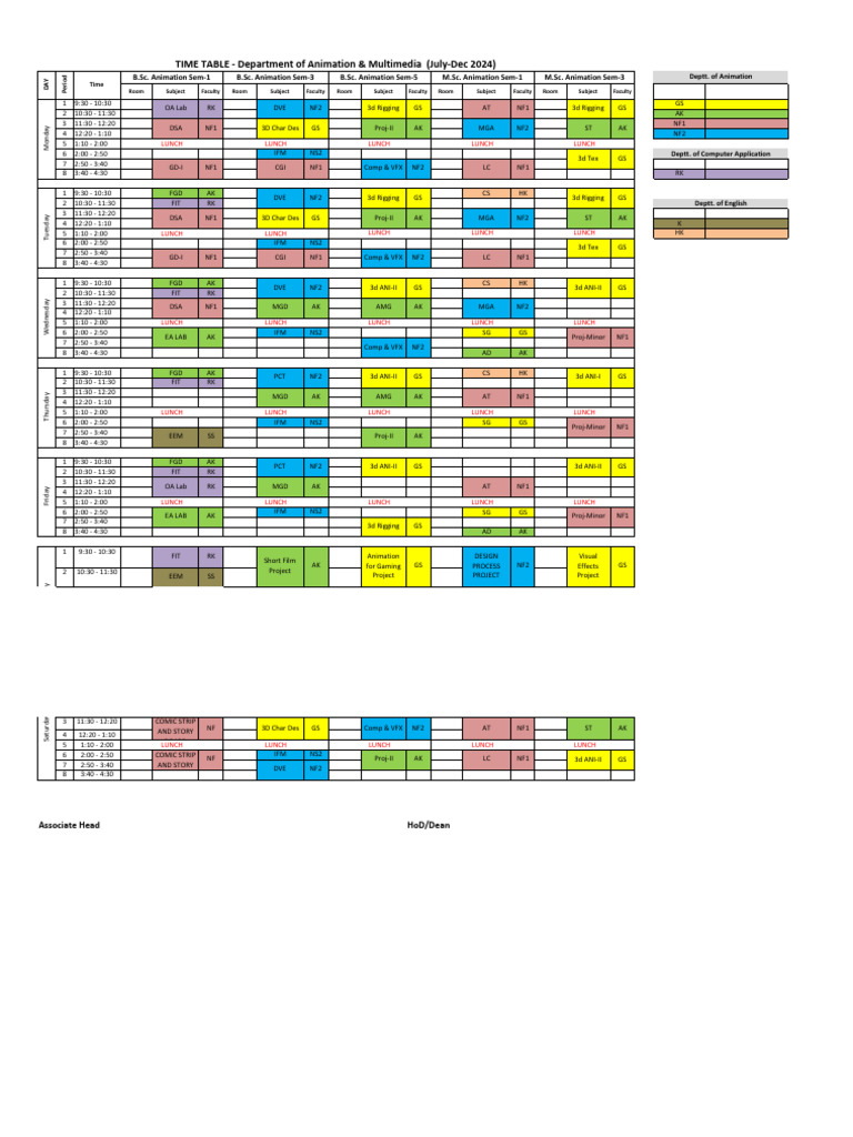 Time Table July-Dec 2024 | PDF