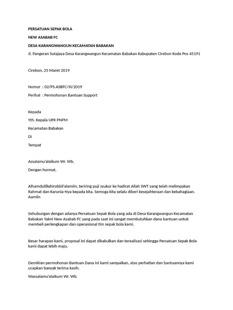 Proposal Pegajual Dana Sepak Bola Garuda Raya | PDF