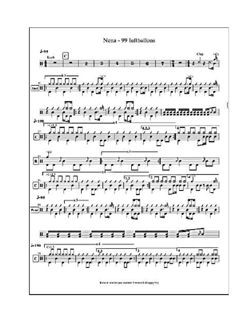 99 Luft Ballons Drums | PDF