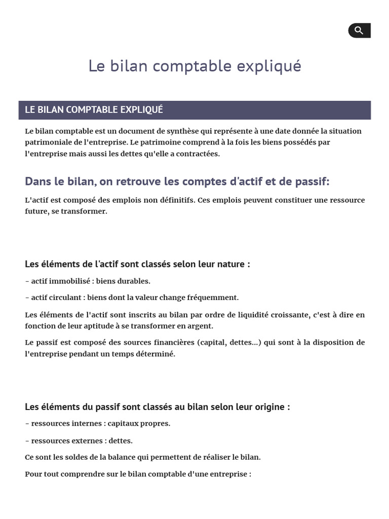 Compta Écritures - Le Bilan Comptable Expliqué | PDF