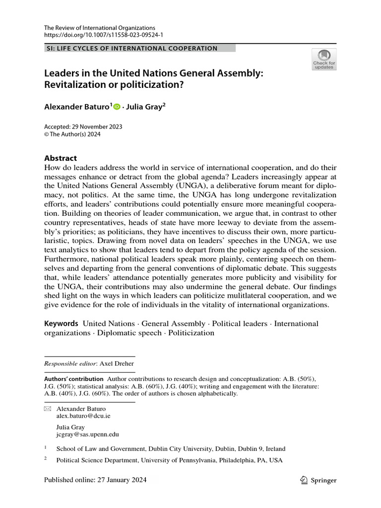 Leaders in The United Nations General Assembly: Revitalization or ...