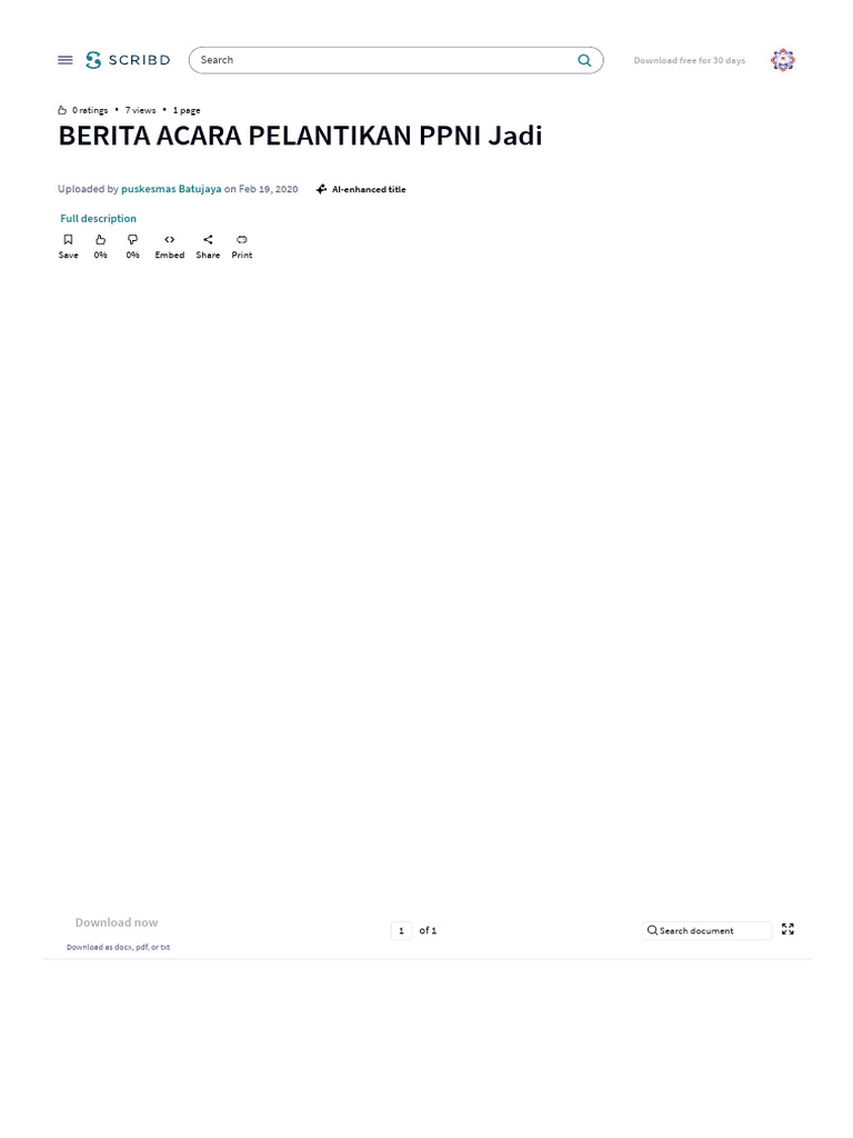 Berita Acara Pelantikan Ppni Jadi: Puskesmas Batujaya Full Description | PDF