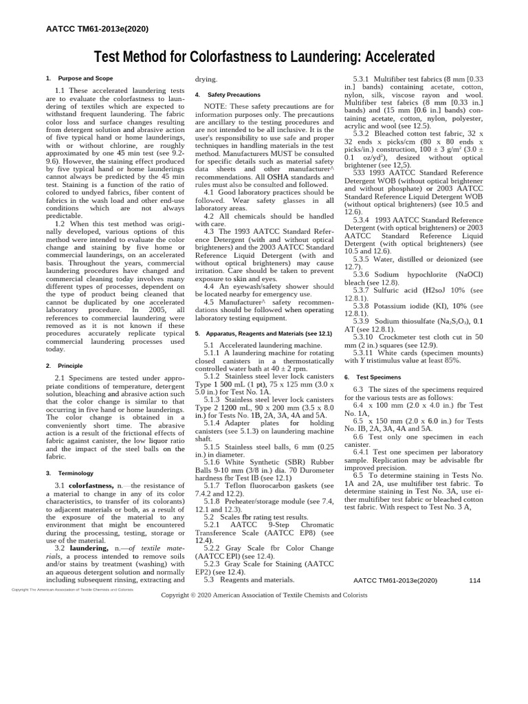 Aatcc 61-2020 | PDF