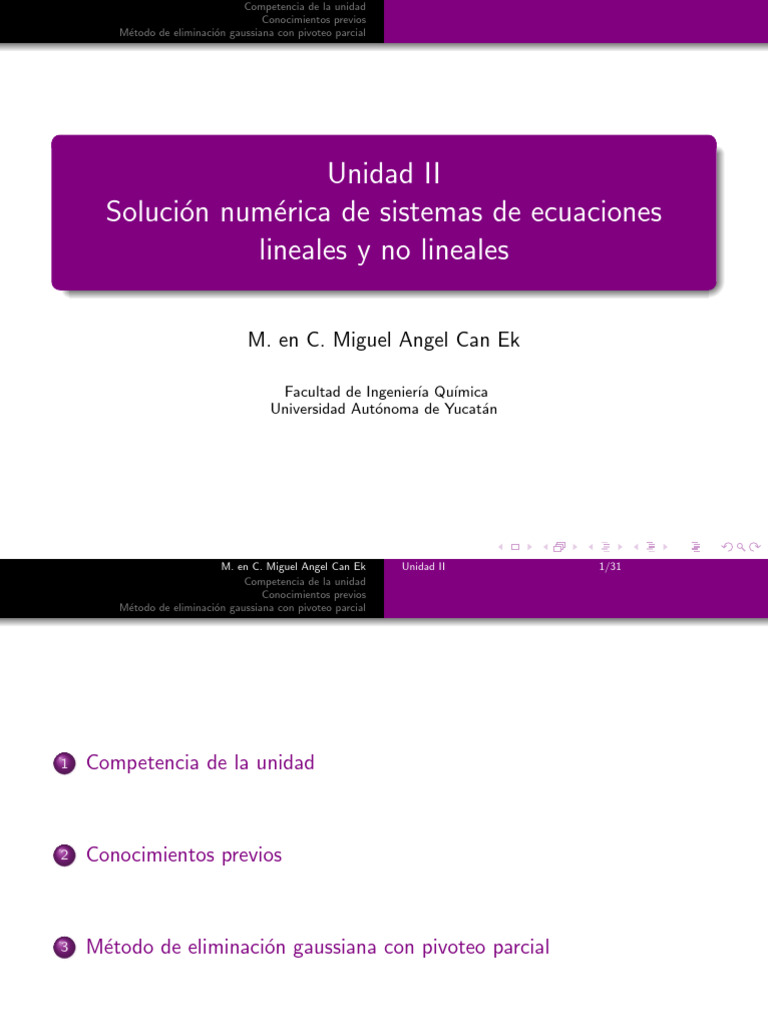 U2.1. El Método de Eliminación Gaussiana Con Pivoteo Parcial | PDF