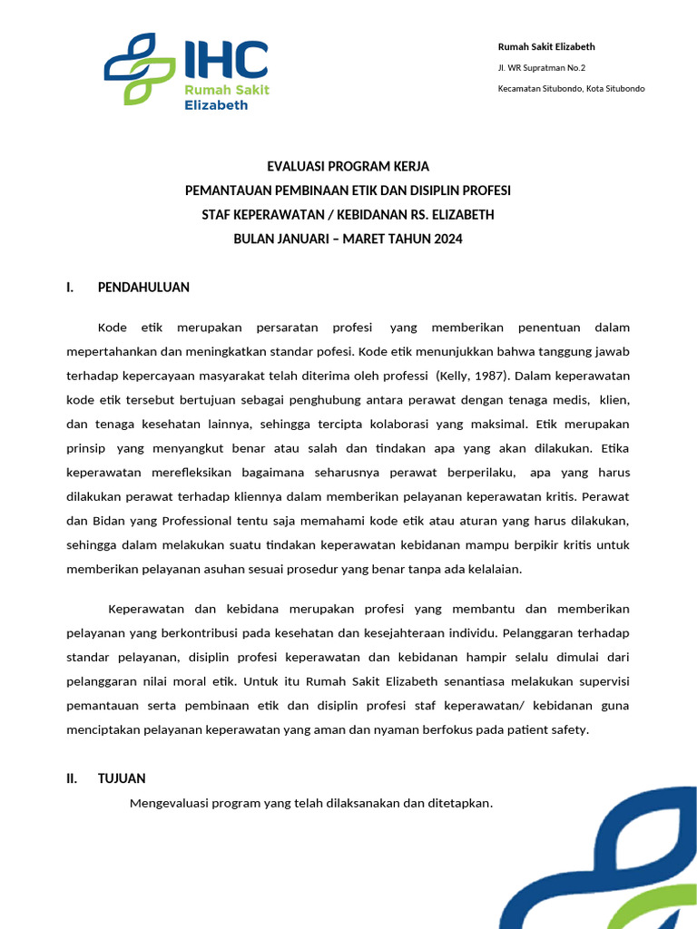 Evaluasi Program Kerja Komite Etik Dan Disiplin Triwulan I | PDF