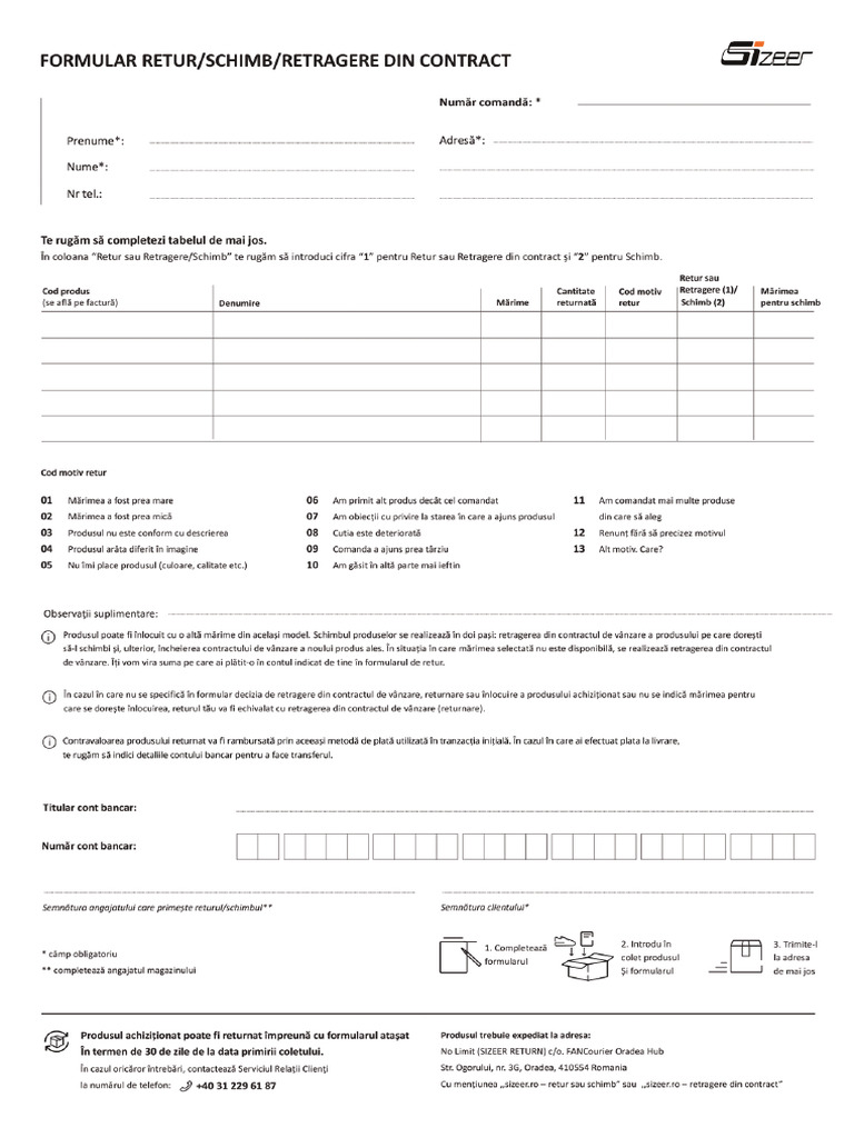 Formular Return 1 | PDF