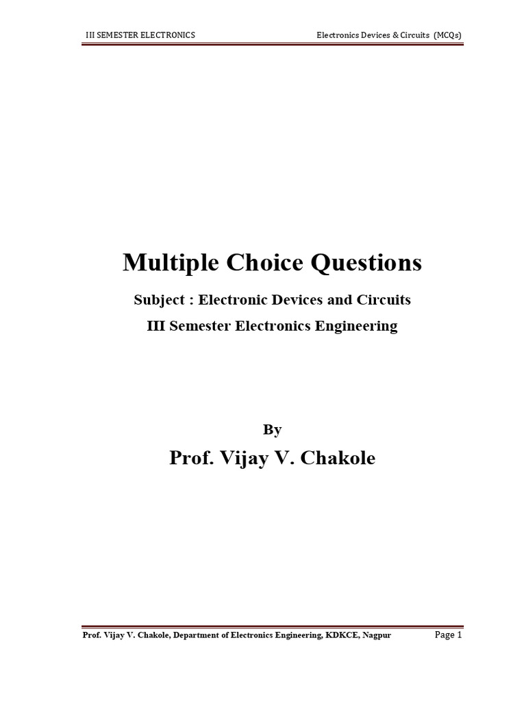 EDC Objective MCQ Vijay Chakole 1 | PDF