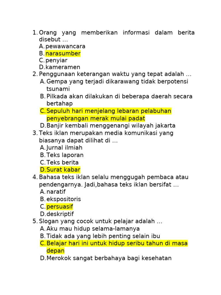 Latihan Soal Menjelang Pas Ganjil Kelas 8 | PDF