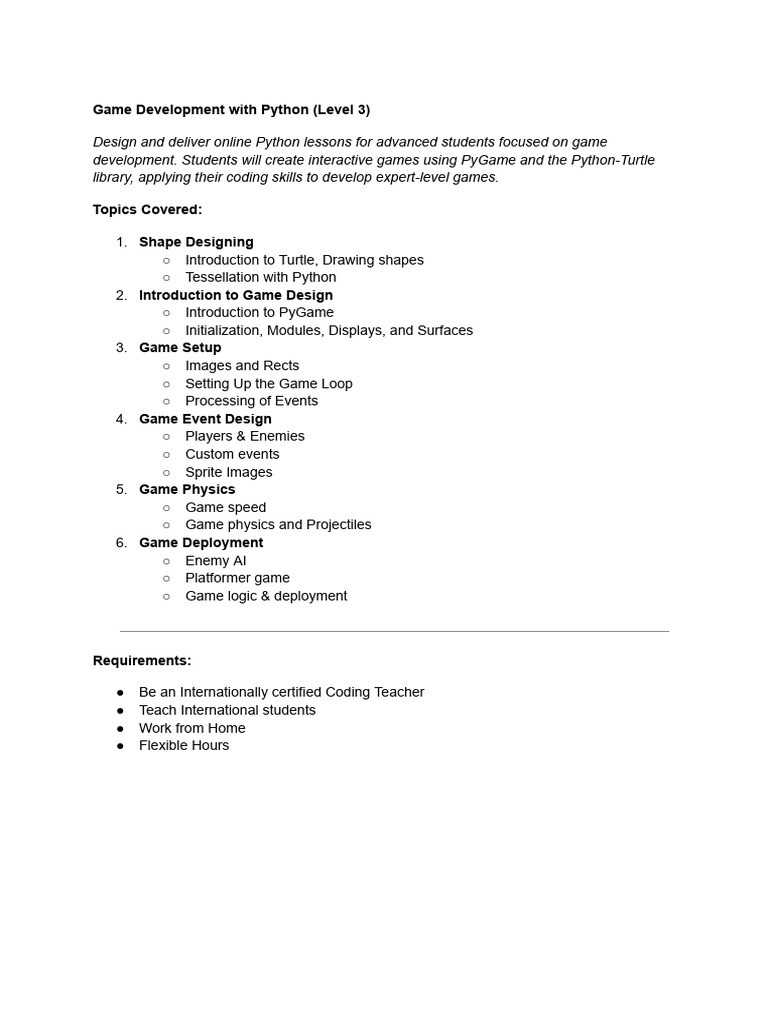 JD Game Development With Python ( Level-3) | PDF