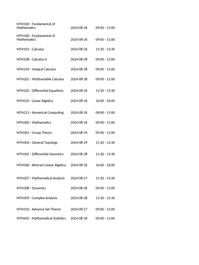 Final Date Sheet | PDF Final Date Sheet | PDF