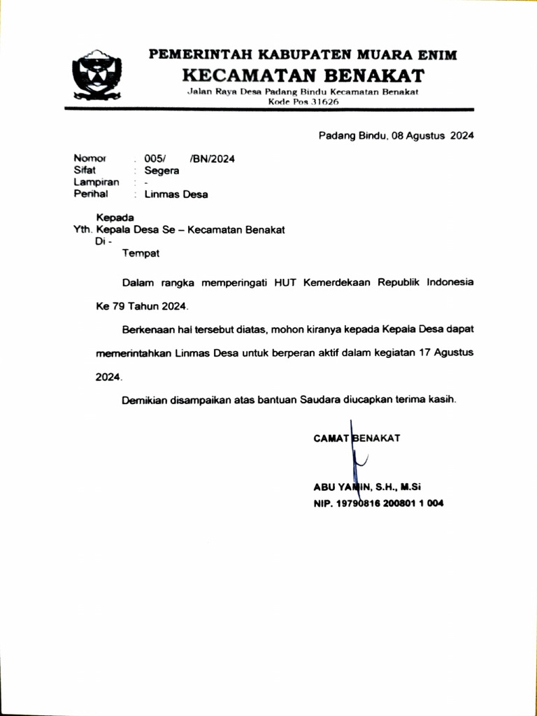 Surat Linmas Desa | PDF