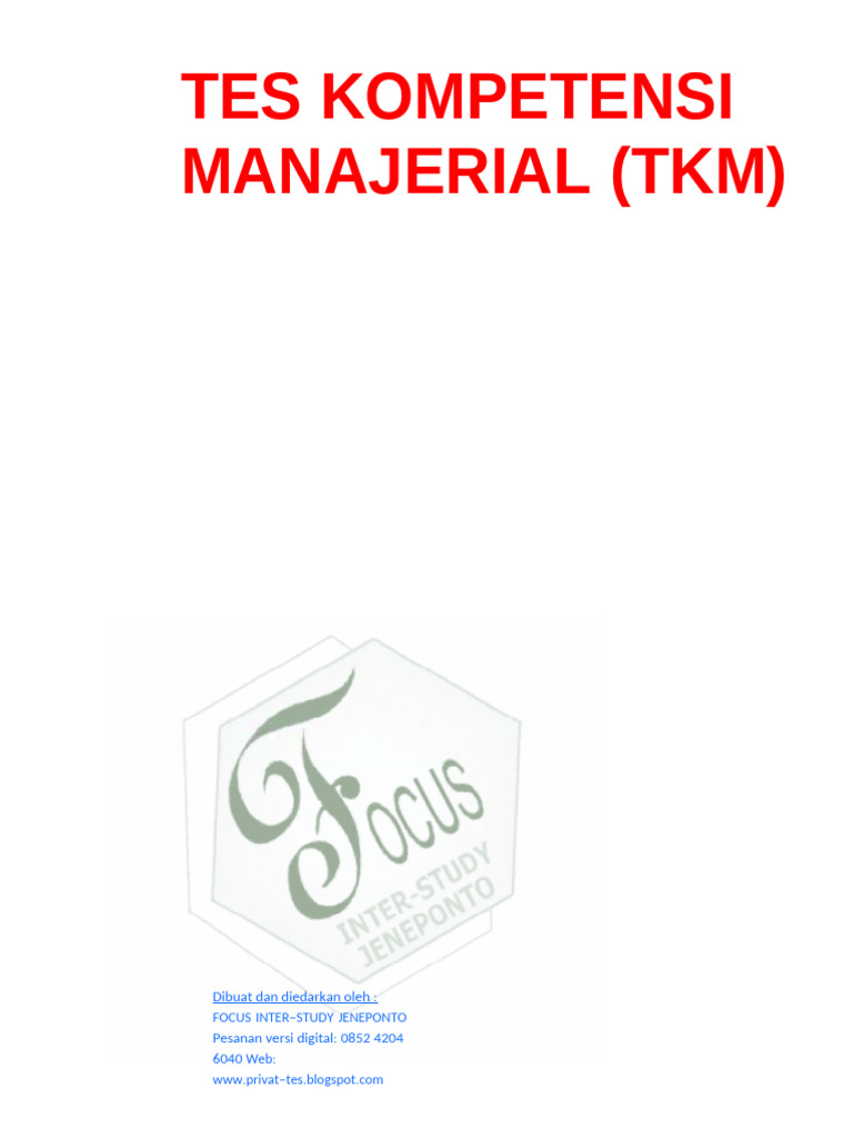 Soal TKM - Kinerja 2 | PDF