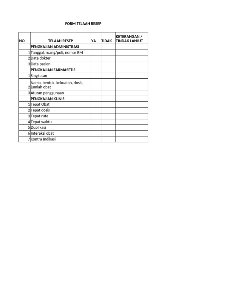 Form Telaah Resep | PDF