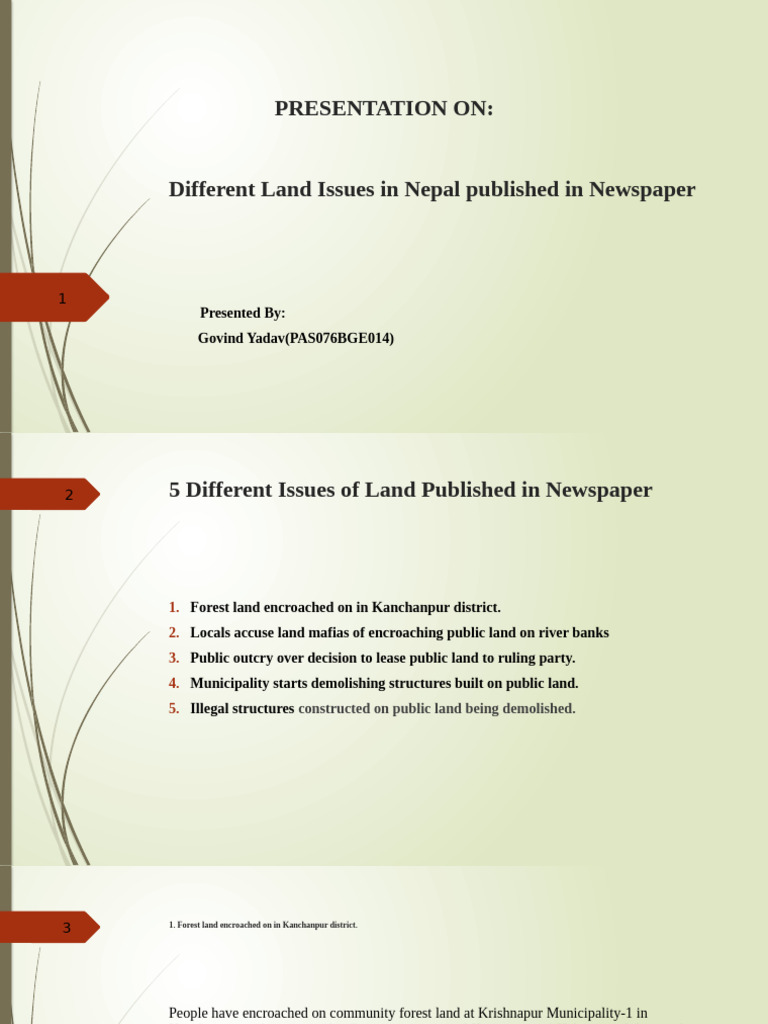 Different Land Issues in Nepal Published in Newspaper | PDF