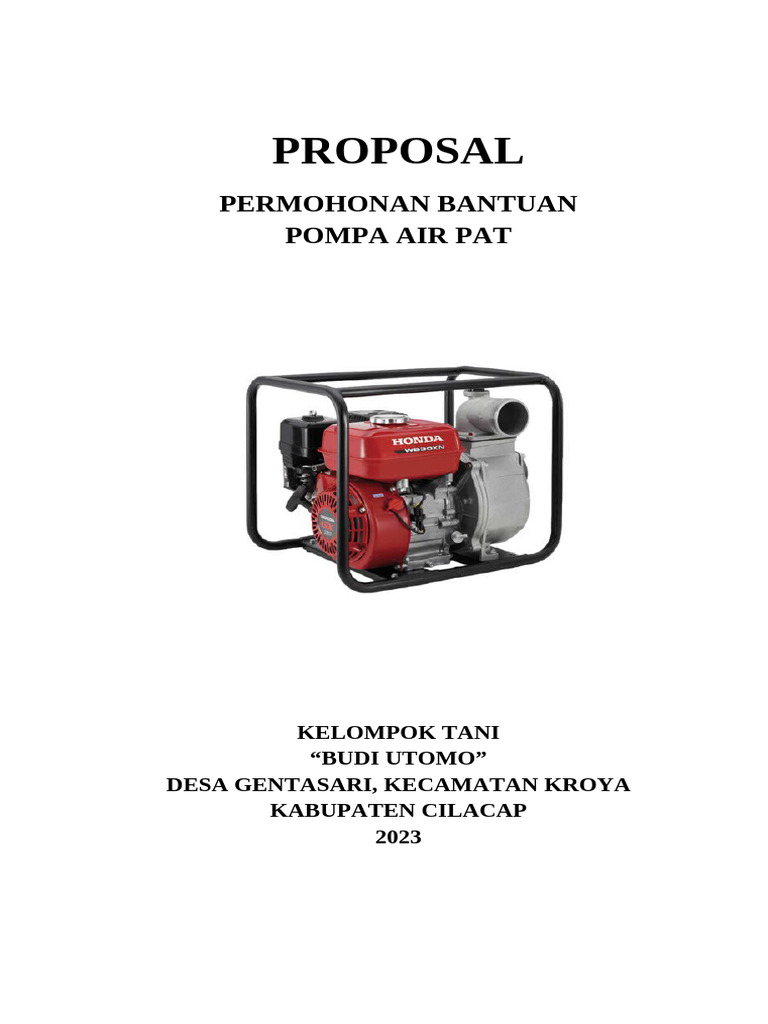 Proposal Pompa Air Pat Budi Utomo 2024 | PDF | Home & Garden | Technology & Engineering