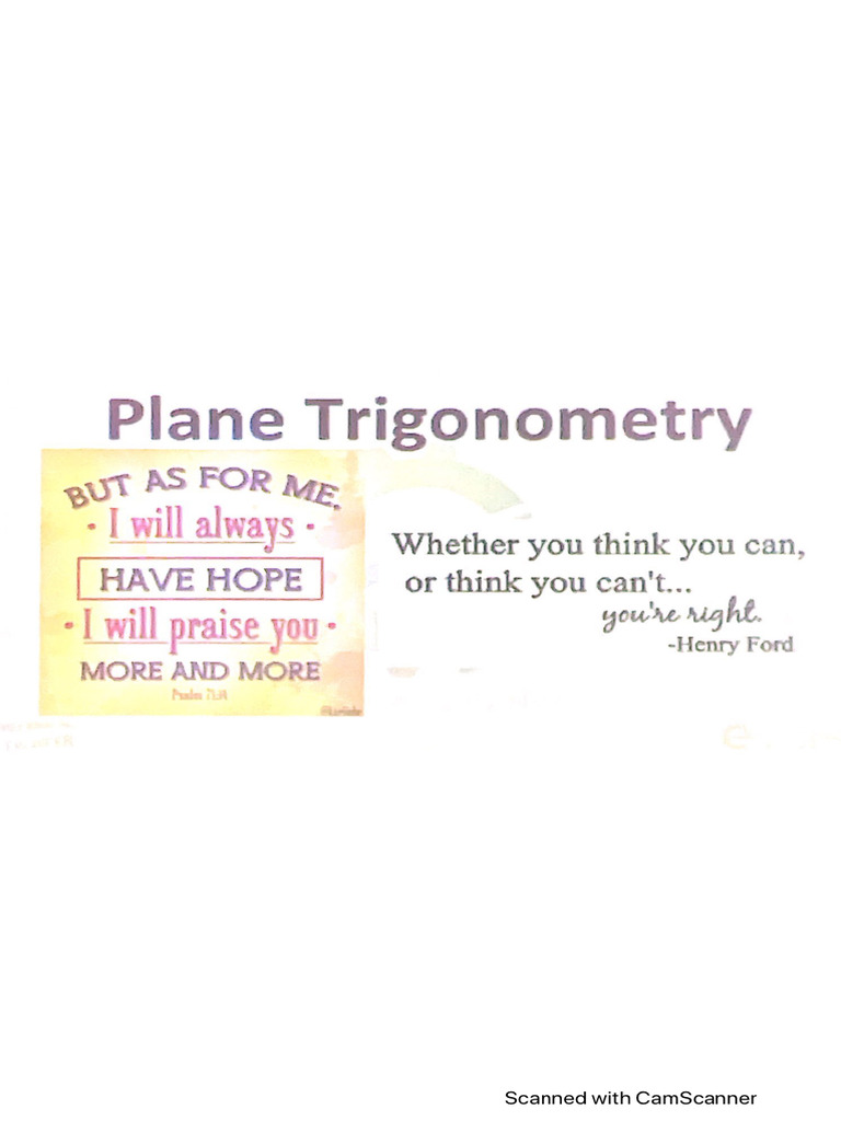 Plane Trigonometry | PDF