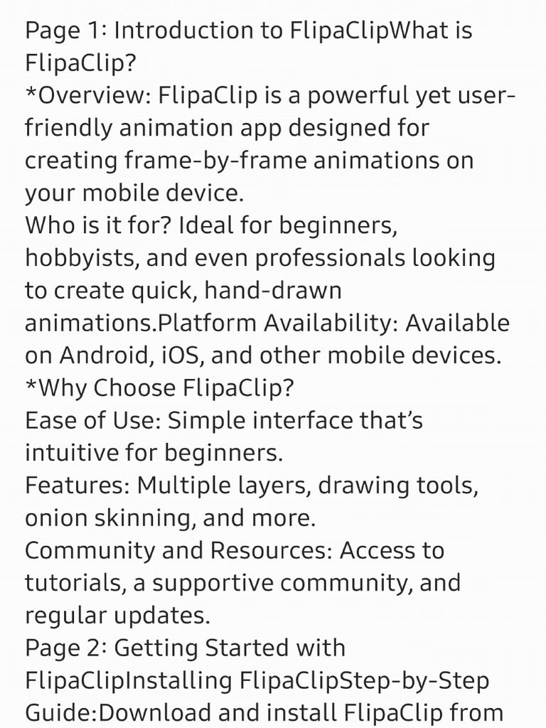 How to create animations with flipaclip | PDF