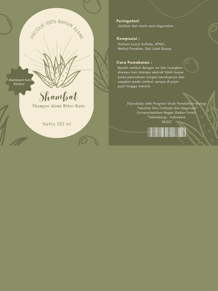 Label Produk Sampo Niar | PDF