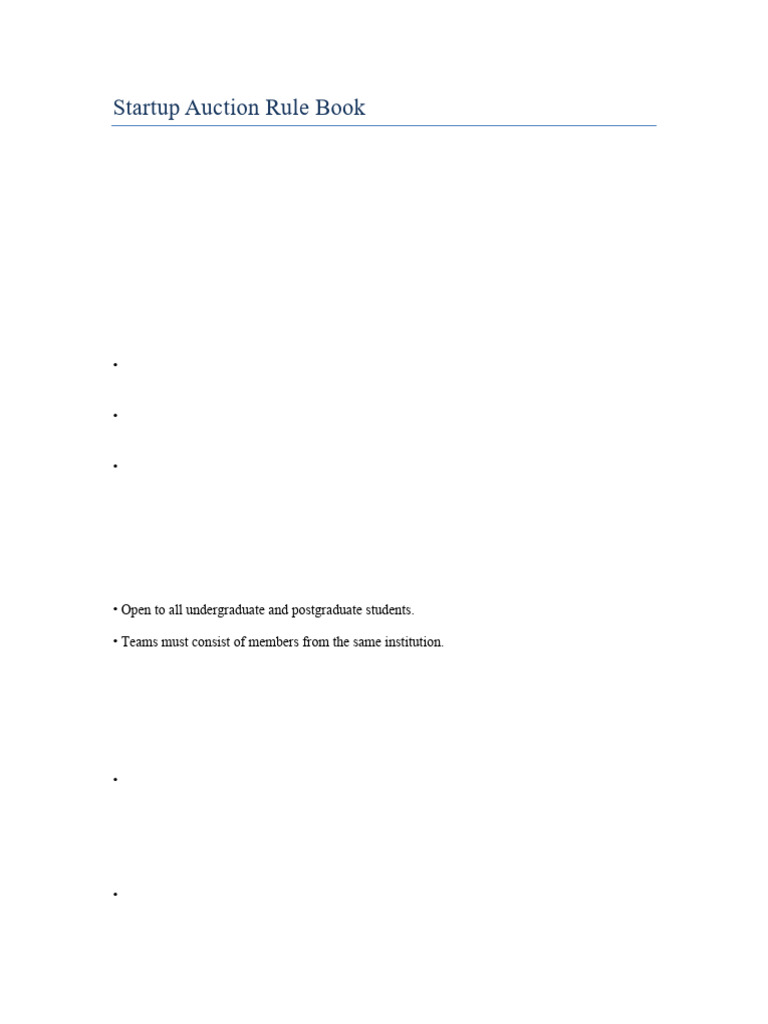 Startup Auction Rule Book | PDF | Mentorship | Auction