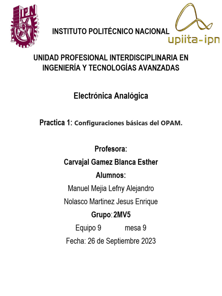 Practica 1 Electronica Analogica Pdf