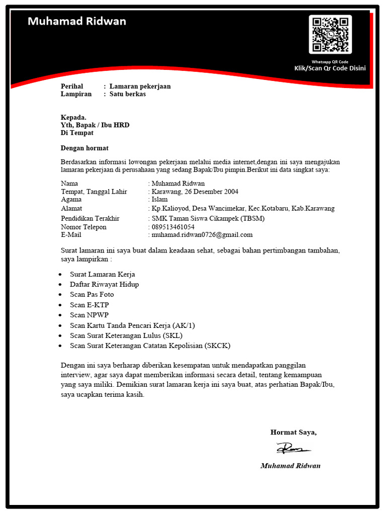 CV Muhamad Ridwan | PDF
