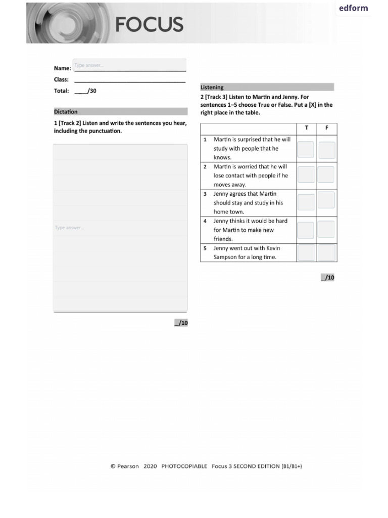 Focus 3 Unit 1 | PDF