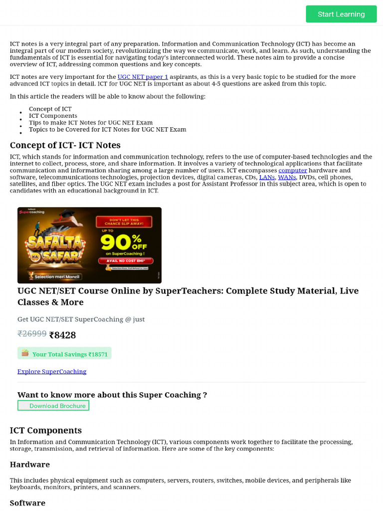 ICT Information and Communication Technology - UGC NET Notes | PDF