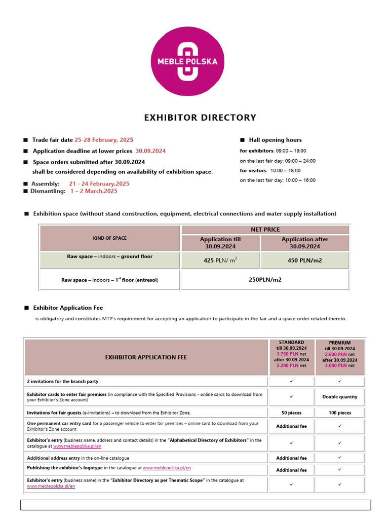 Exhibitor Directory - MEBLE POLSKA 2025 | PDF