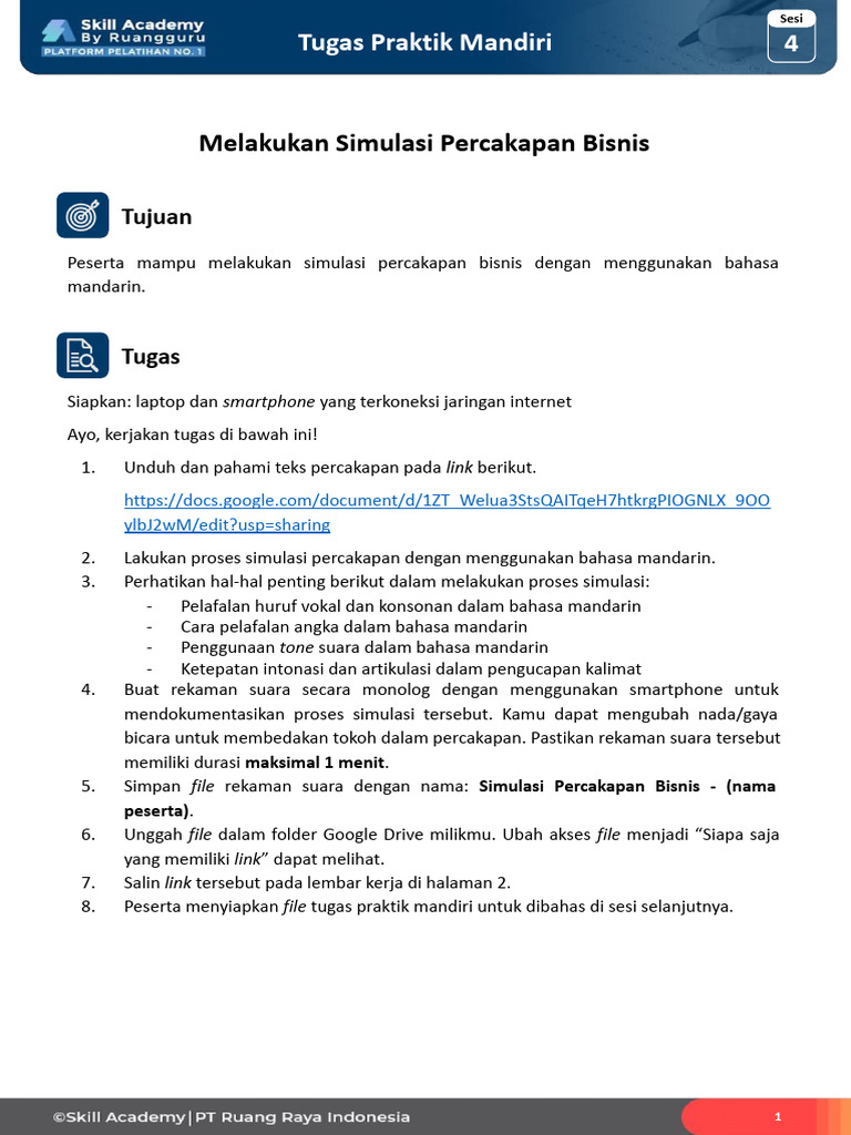 TPM 4 Melakukan Simulasi Percakapan Bisnis | PDF