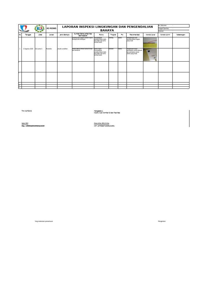 IGD Lap Form Inspeksi Lingkungan | PDF